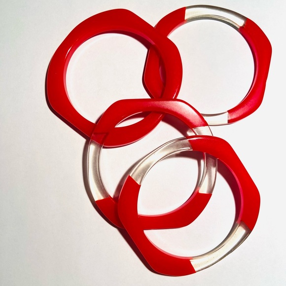 Bakelite | Jewelry | Vintage 6s Mod Bakelite Bangles Red And 3 Red ...